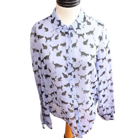kate spade | Tops | Kate Spade Black Cat Silk Blouse Size 6 Cats And ...